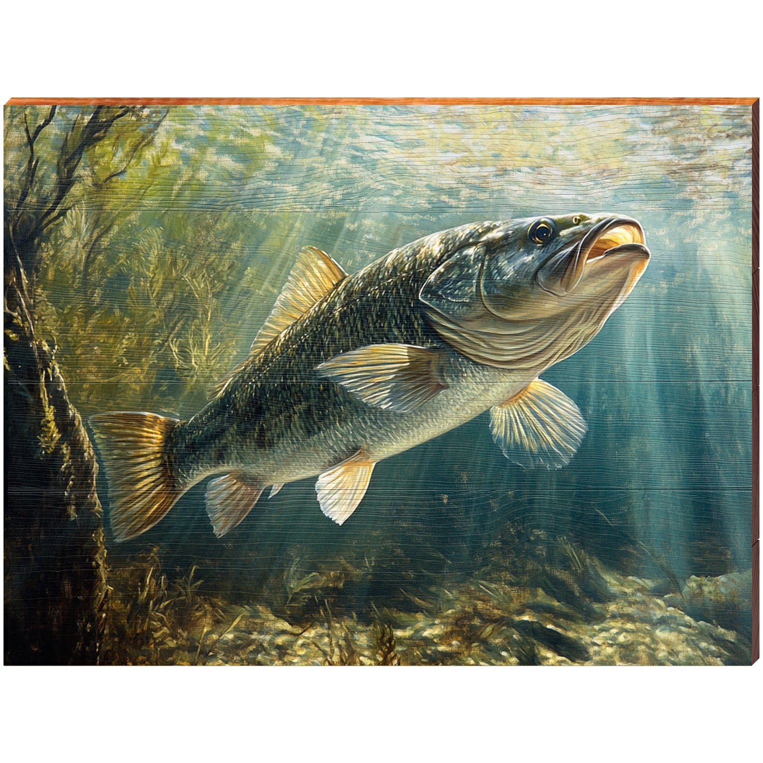 Largemouth Bass | Wall Art Print on Real Wood – Mill Wood Art