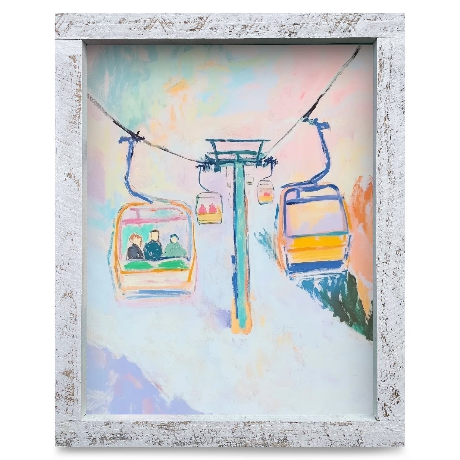 Colorful Ski Lift | Real Wood Framed Wall Art Print – Mill Wood Art