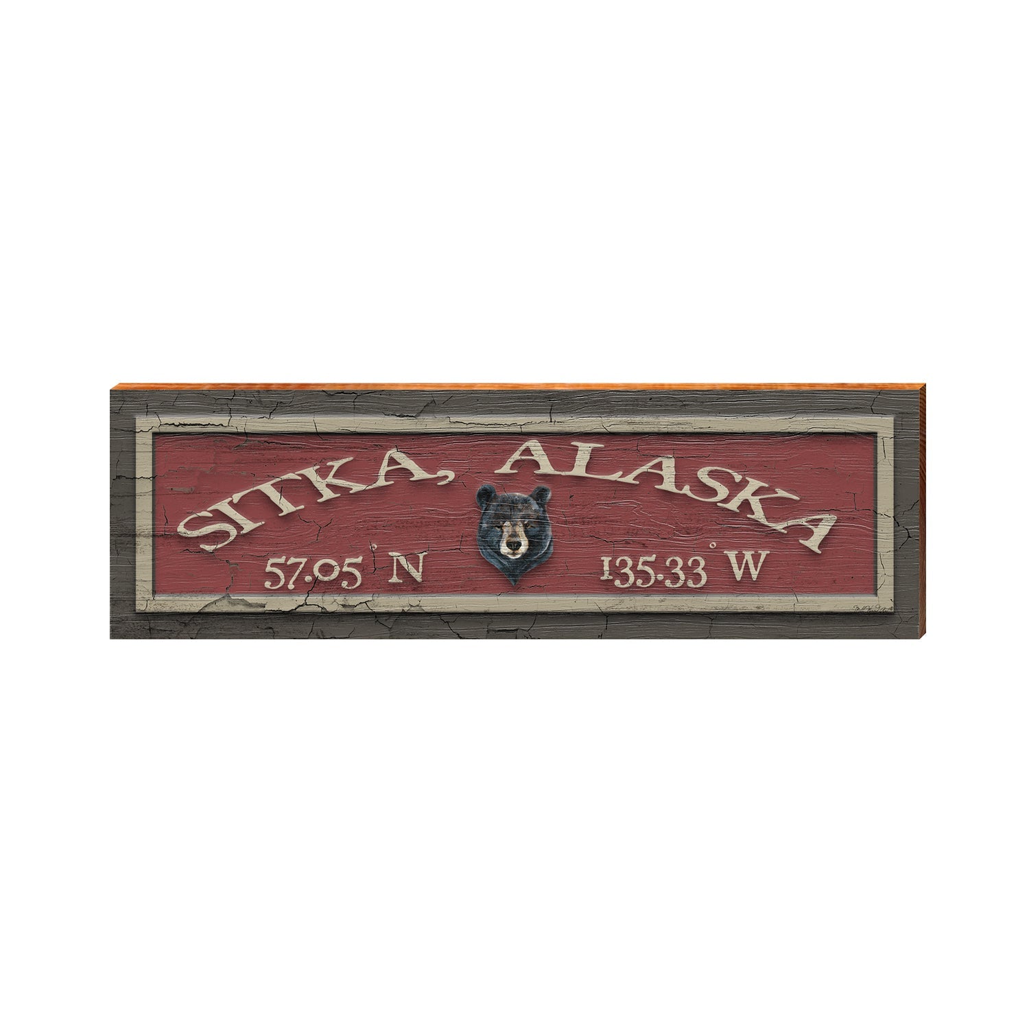 Sitka, Alaska w/ Bear Wooden Sign | Wall Art Print on Real Wood | Lodg ...