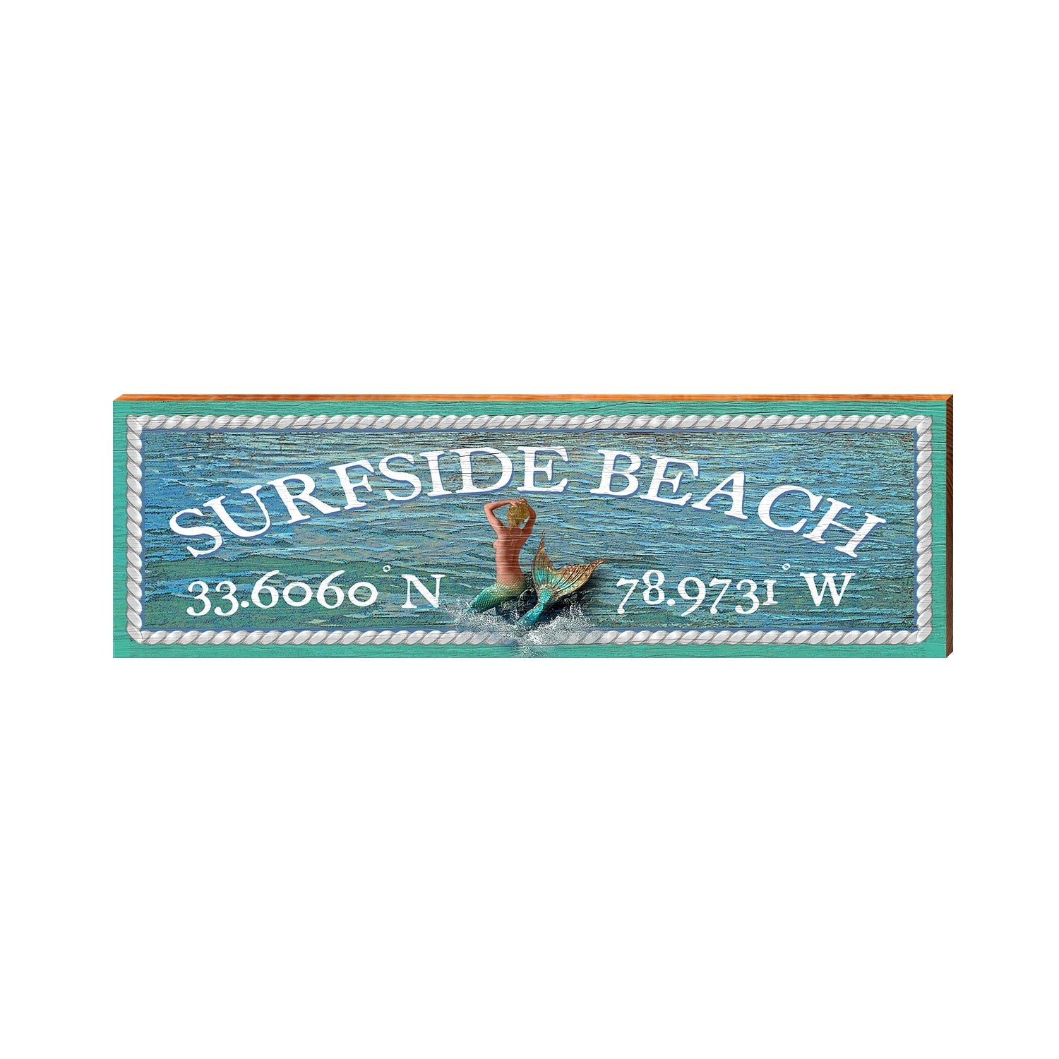 Surfside Beach, South Carolina Wooden Sign w/ Coordinates & Mermaid ...