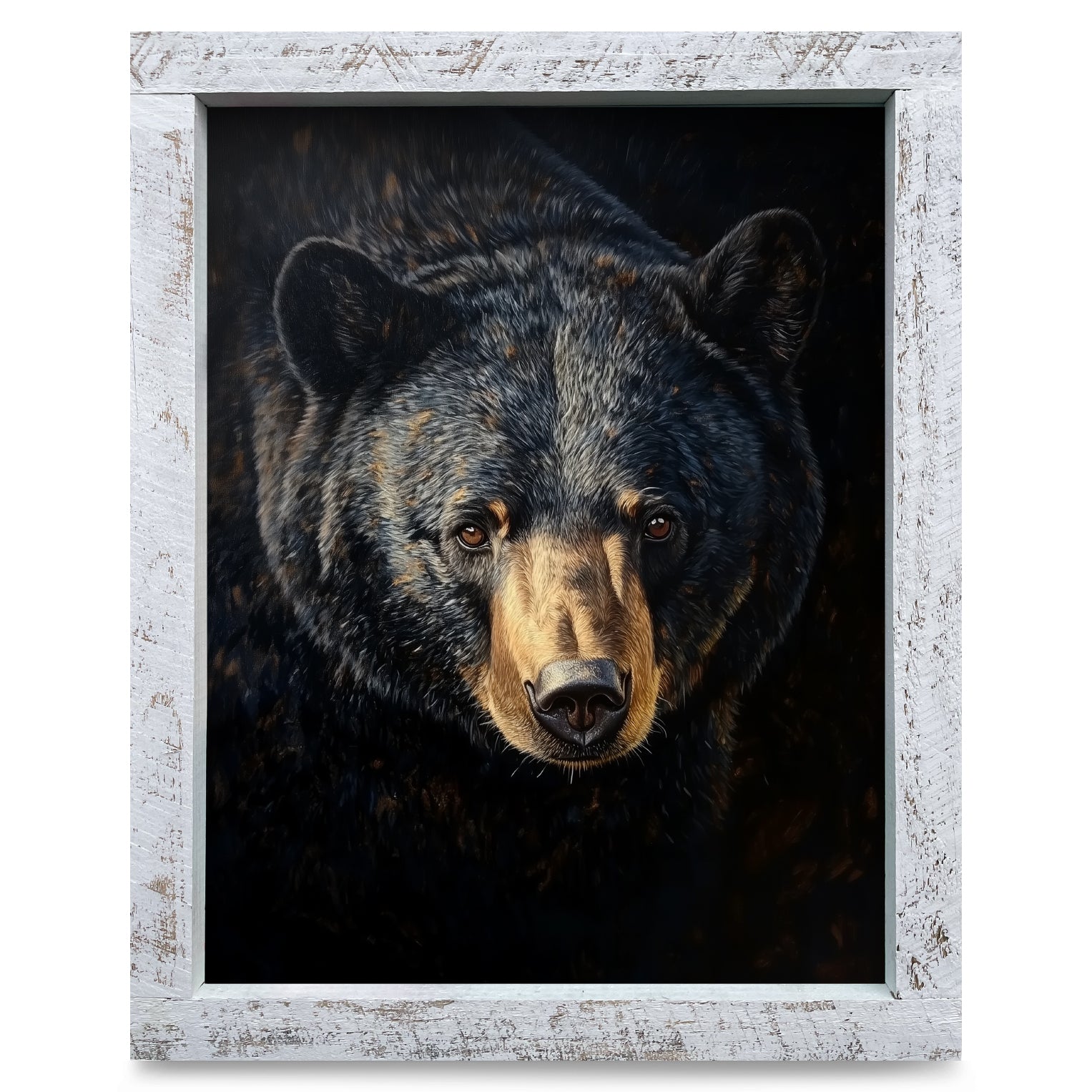 Handsome Black Bear Portrait | Real Wood Framed Wall Art Print – Mill ...