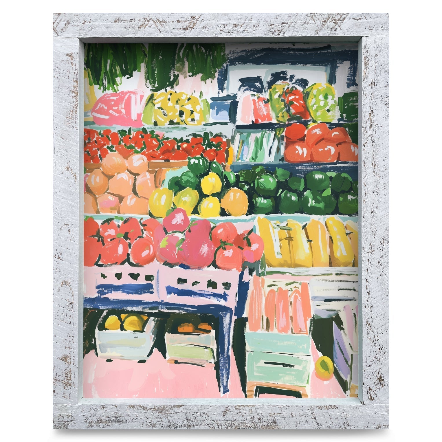 Farmers Market Produce | Real Wood Framed Wall Art Print – Mill Wood Art