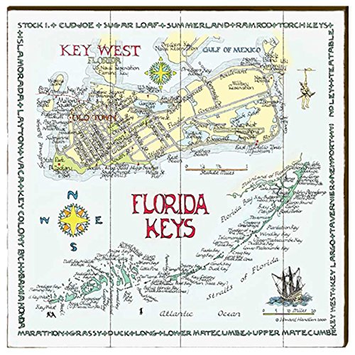 Florida Keys Map Home Decor Art Print on Real Wood – Mill Wood Art