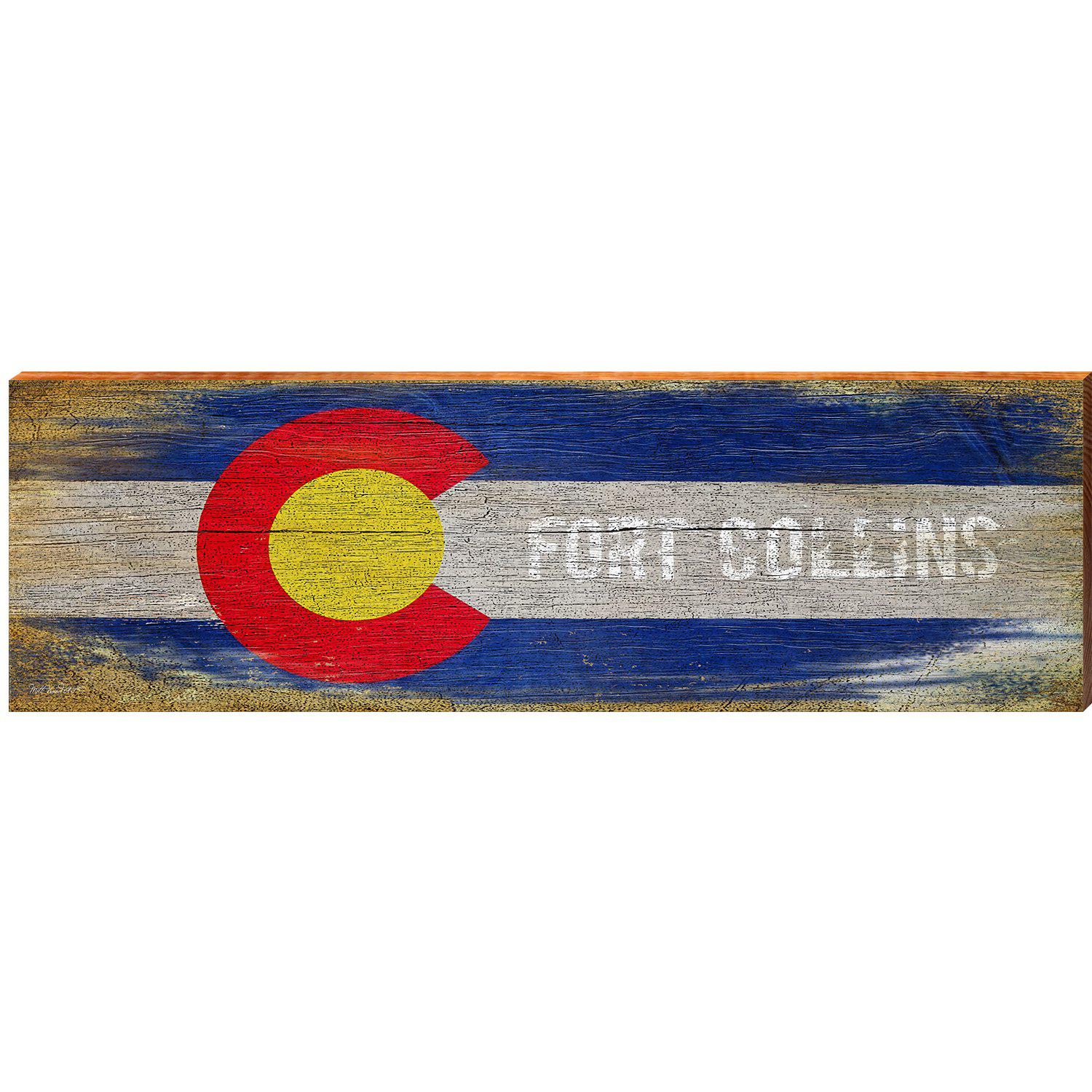 Fort Collins Colorado Flag | Wall Art Print on Real Wood – Mill Wood Art