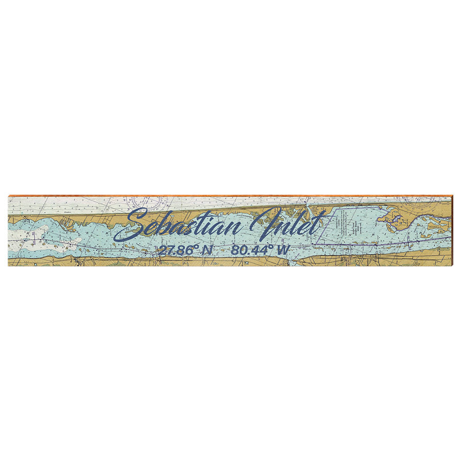 Sebastian Inlet, Florida Map Wooden Sign | Wall Art Print on Real Wood ...