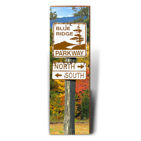 Blue Ridge Parkway North/South Directional Wooden Sign | Wall Art Prin ...