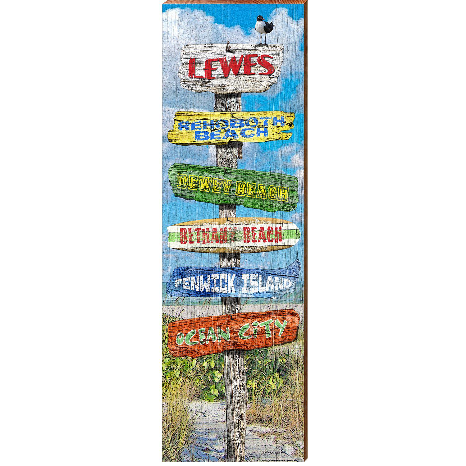 Lewes Beach Directional | Wall Art Print on Real Wood – Mill Wood Art