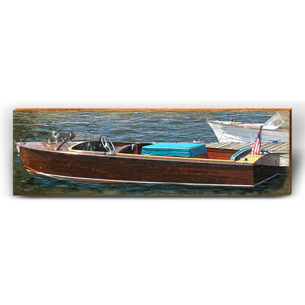 Vintage Boat on Dock | Wall Art Print on Real Wood – Mill Wood Art