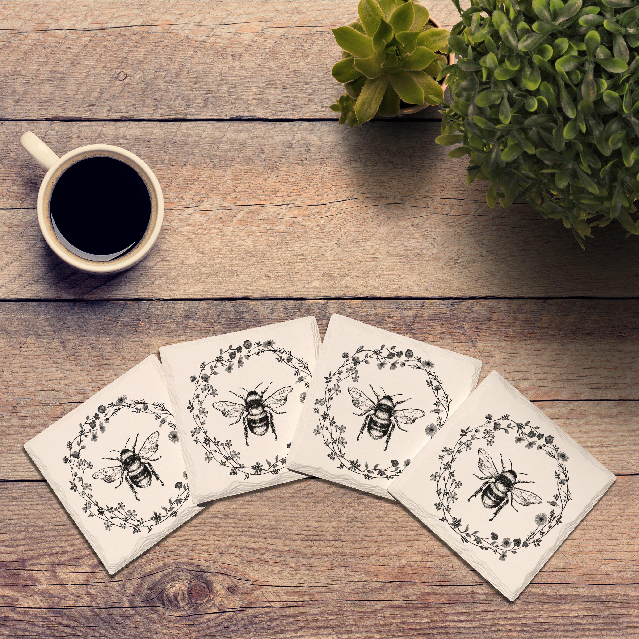Farmhouse Bumblebee | Drink Coaster Set – Mill Wood Art
