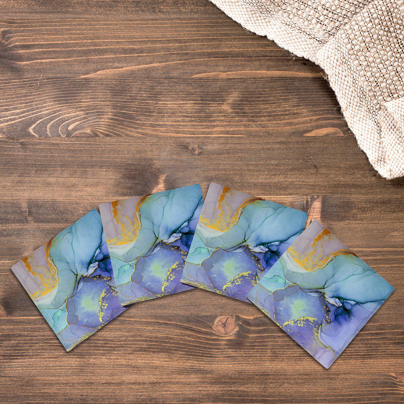 Abyss Marbling | Drink Coaster Set – Mill Wood Art