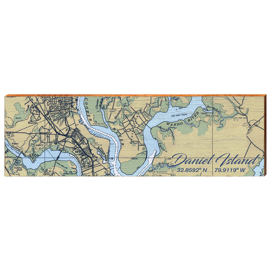 Daniel Island, South Carolina Latitude Longitude Map Wooden Sign | Wal ...