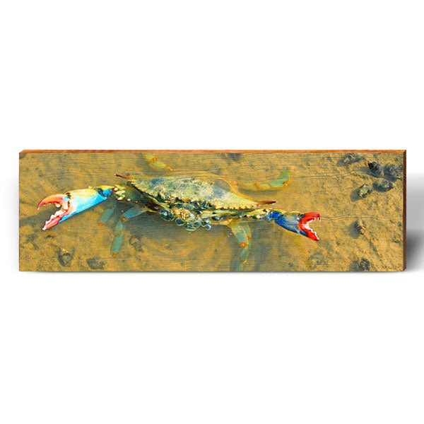 Atlantic Chesapeake Blue Crab Wooden Sign | Wall Art Print on Real Woo ...