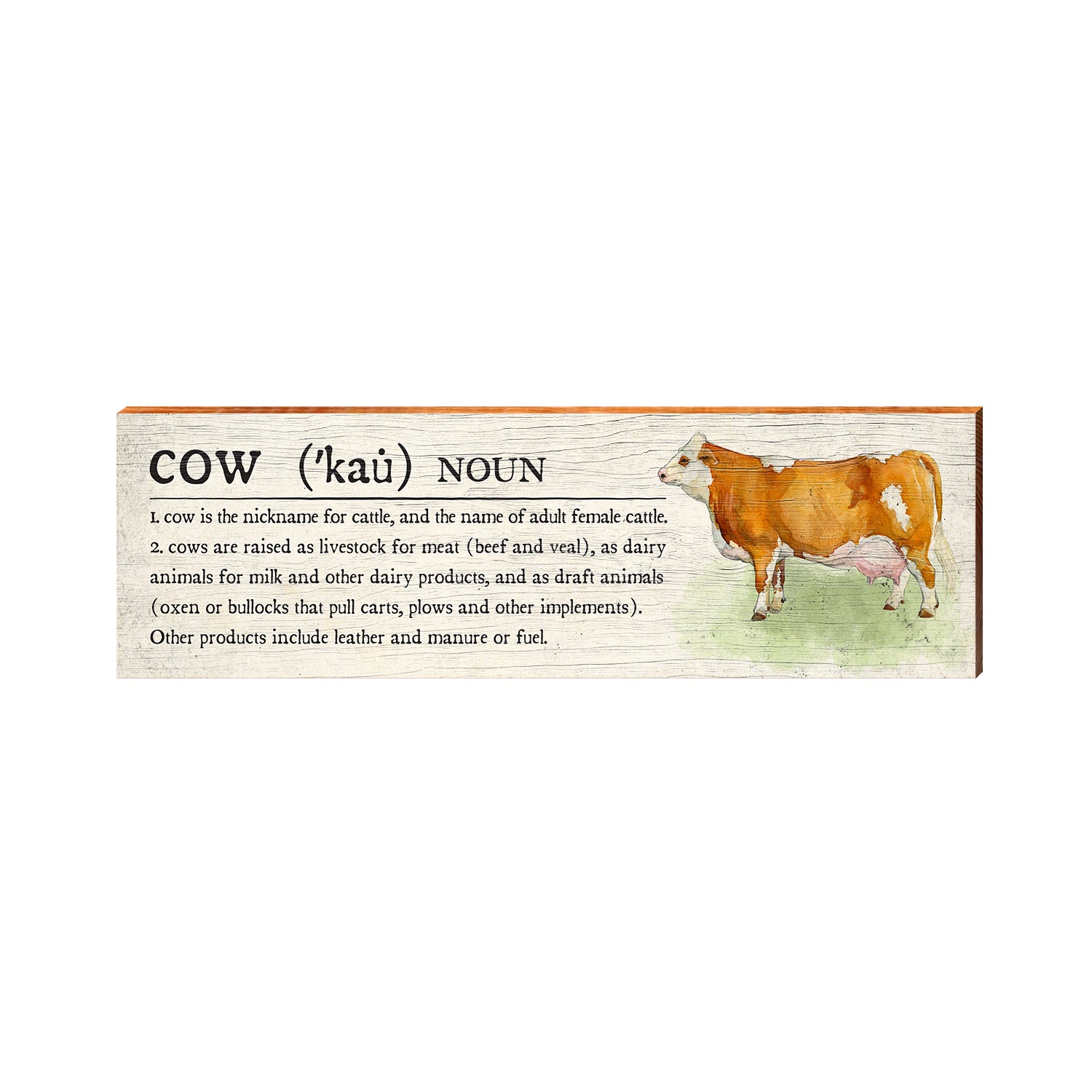 Cow Definition Wooden Sign | Wall Art Print on Real Wood | Farmhouse C ...