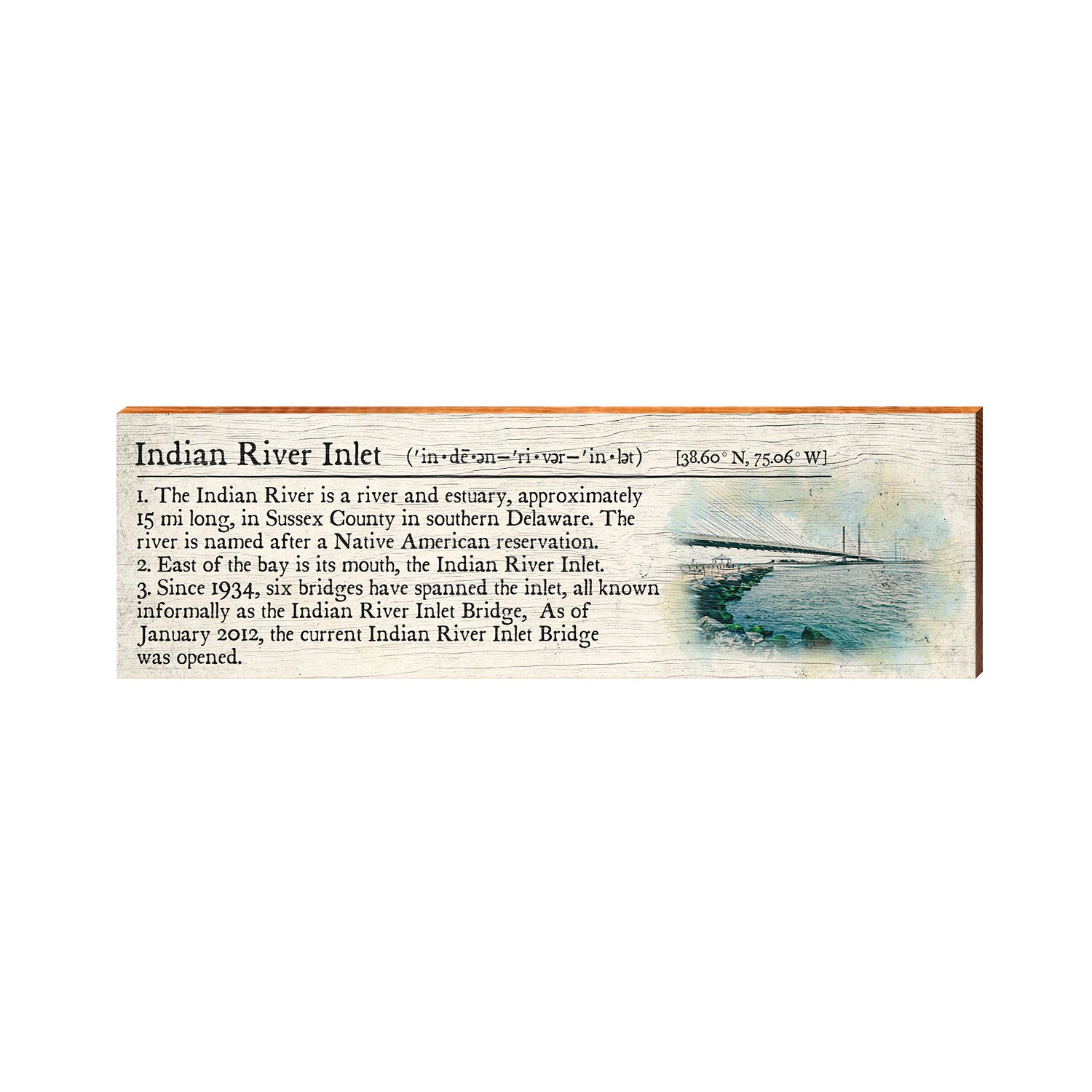 Indian River Inlet, Delaware Definition Wooden Sign | Wall Art Print o ...