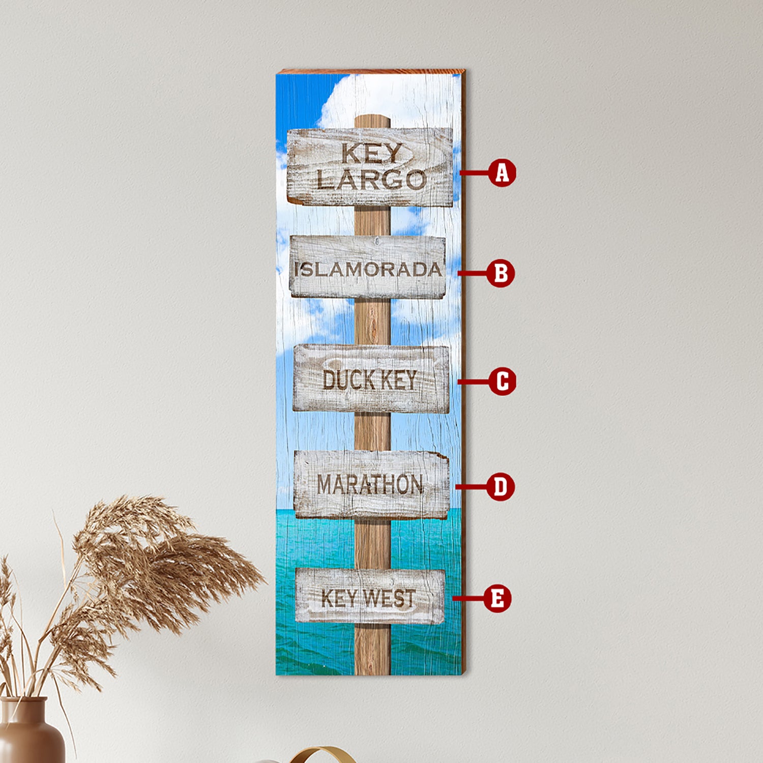Personalized Coastal Directional Wooden Sign | Home Wall Art Print on ...