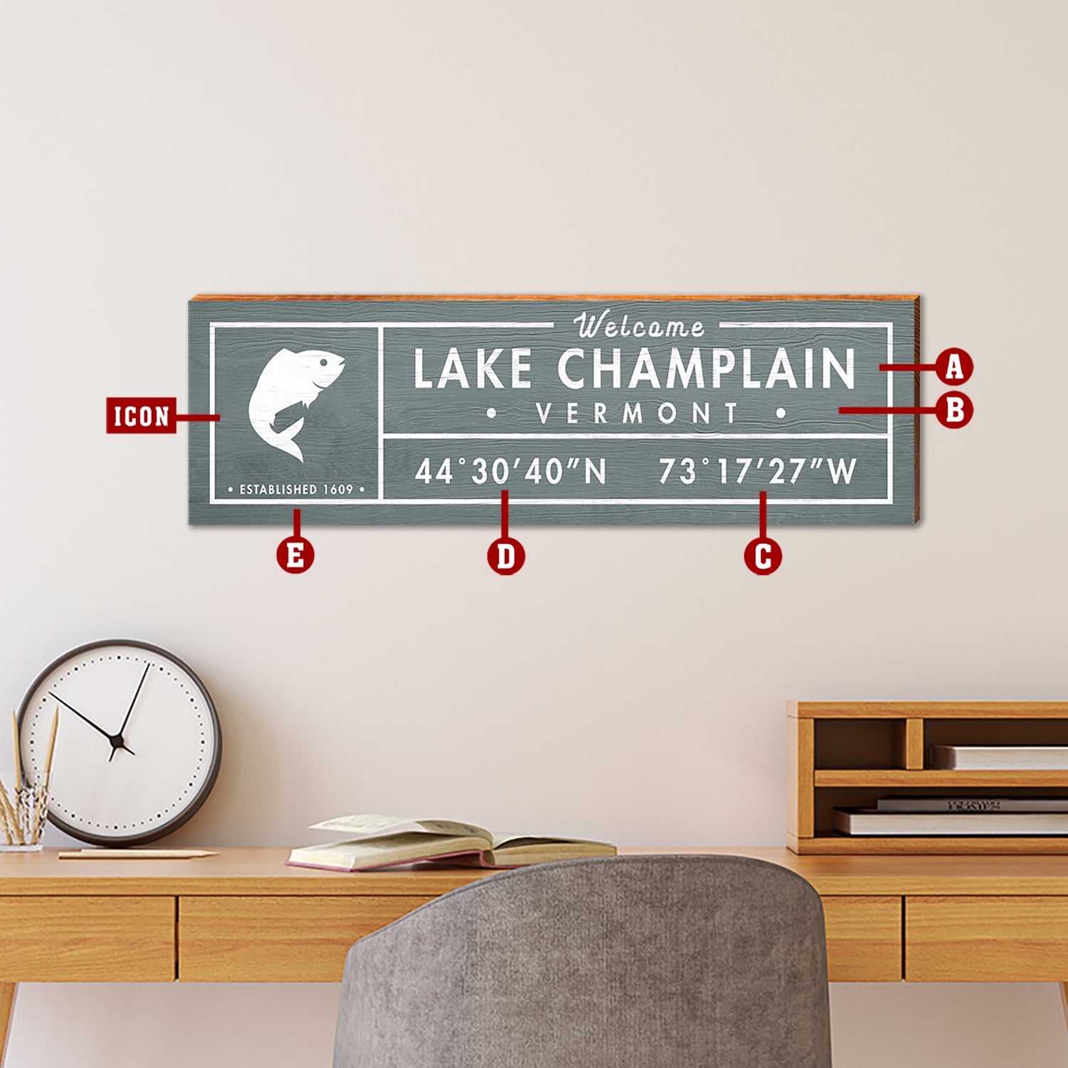 Customizable Gray/Blue Wooden Sign | Wall Art Print on Real Wood – Mill ...