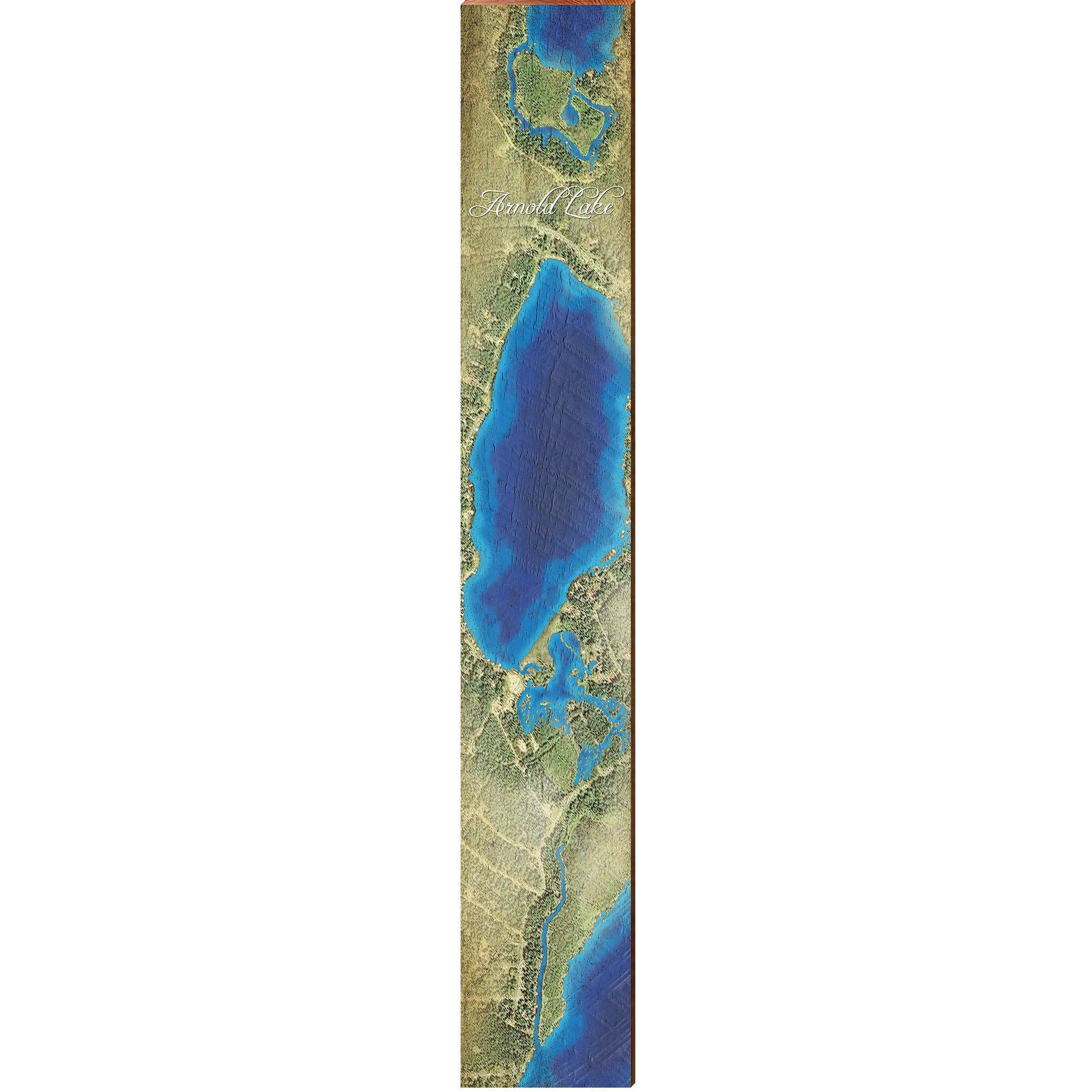Arnold Lake, Michigan Map | Wall Art Print on Real Wood – Mill Wood Art