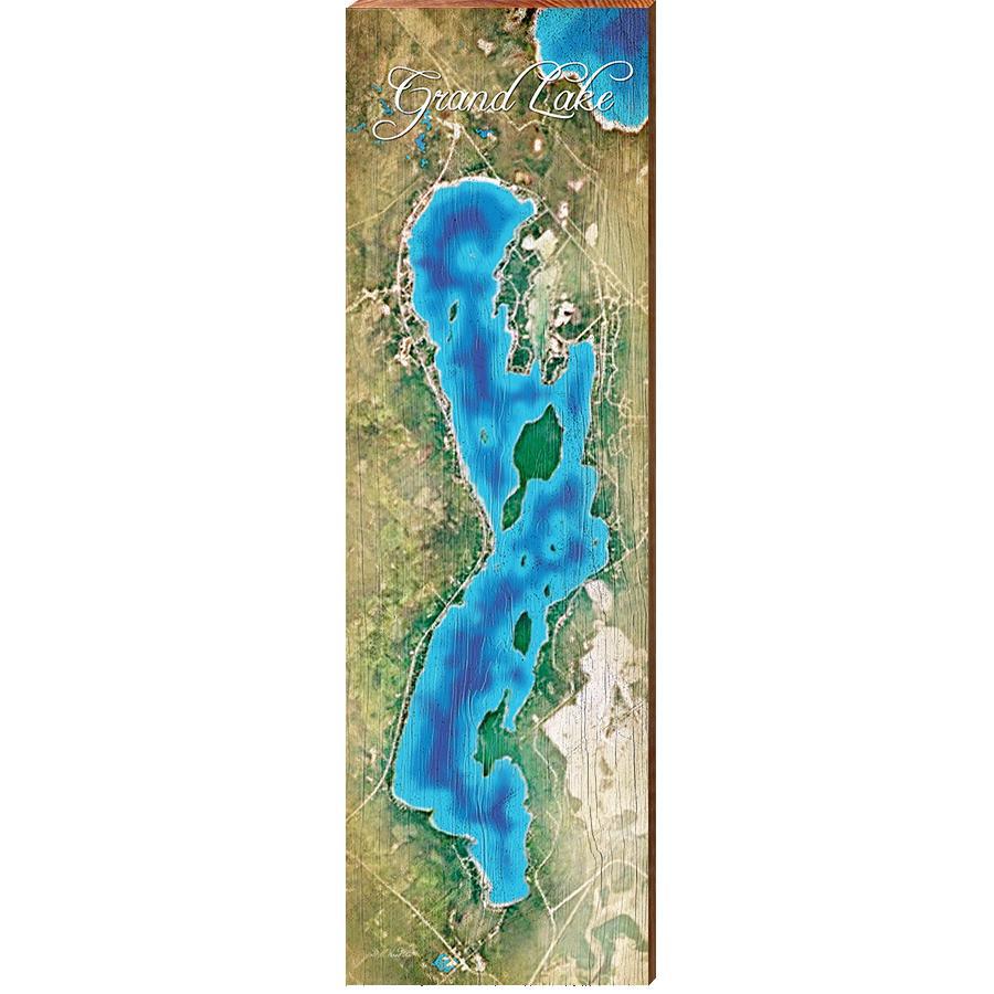 Grand Lake, Michigan Satellite Styled Map | Real Wood Wall Art Print ...