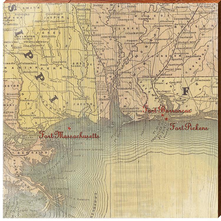Fort Barrancas, Fort McRee, & Fort Pickens, Florida Topographical Styl ...