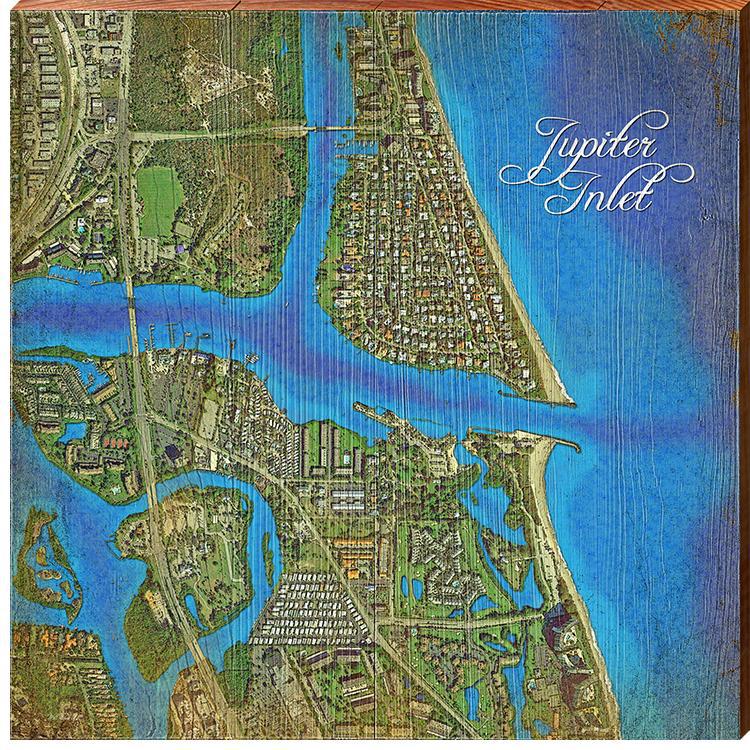 Jupiter Inlet, Florida Satellite Styled Map Wall Art | Wall Art Print ...