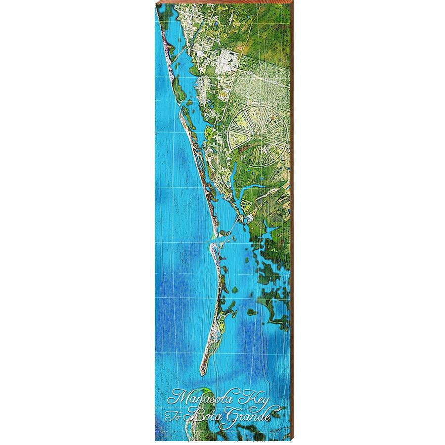 Manasota Key to Boca Grande Map | Wall Art Print on Real Wood – Mill ...