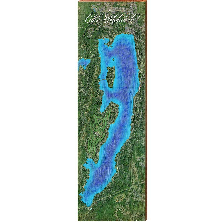 Lake Mohawk Map Home Decor Art Print on Real Wood – Mill Wood Art