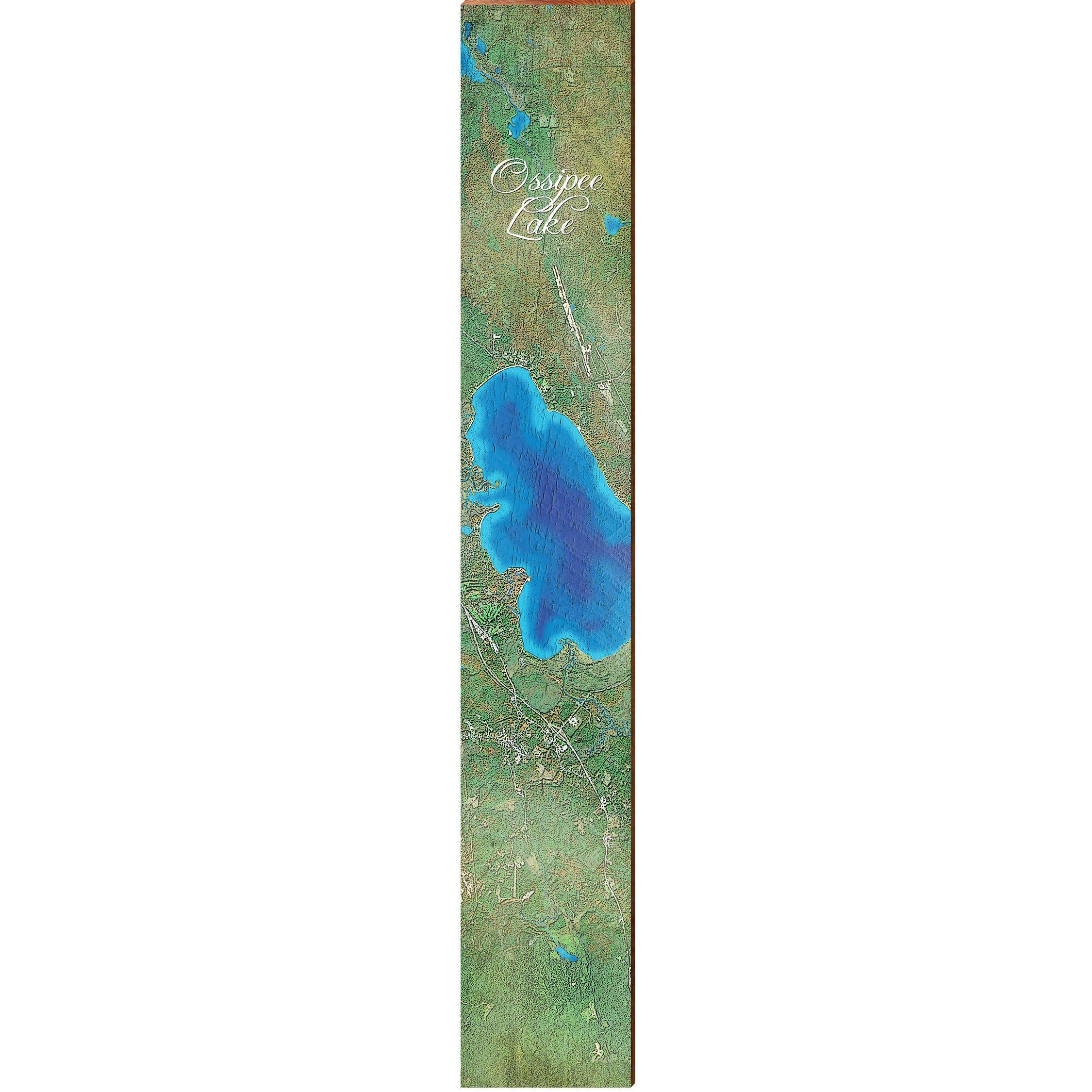 Ossipee Lake, New Hampshire Satellite Map | Wall Art Print on Real Wood ...