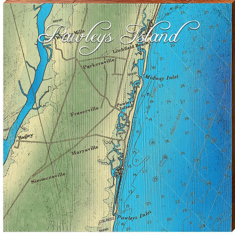 Pawleys Island, South Carolina Map Wooden Sign | Wall Art Print on Rea ...