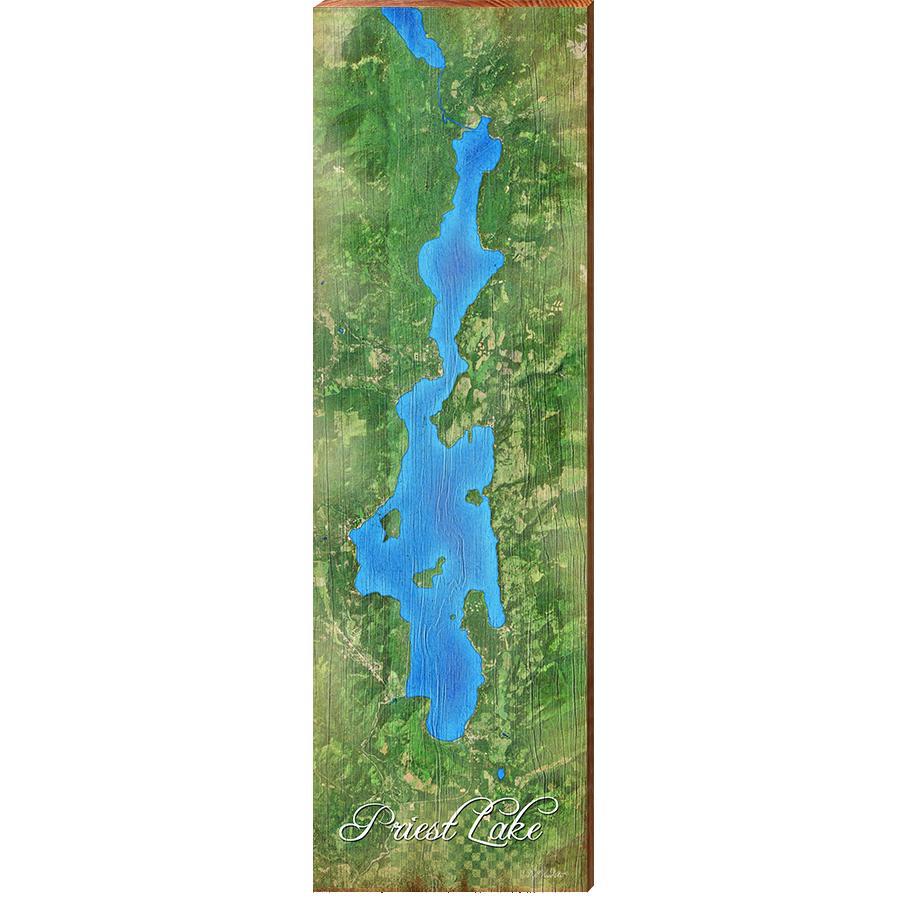 Priest Lake, Idaho Satellite Styled Map – Mill Wood Art