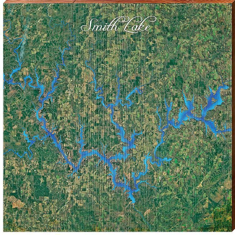 Lewis Smith Lake, Alabama Map | Wall Art Print on Real Wood – Mill Wood Art