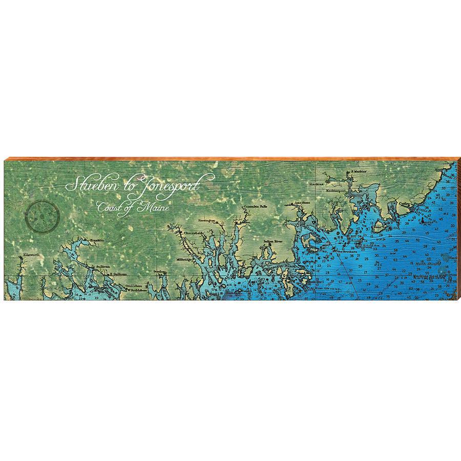 Steuben to Jonesport, Maine Topographical Styled Map – Mill Wood Art