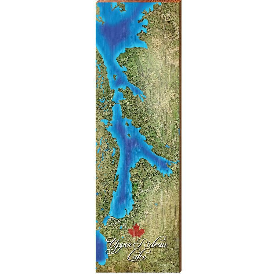 Upper Rideau Lake, Canada Map Home Decor Art Print on Real Wood – Mill ...