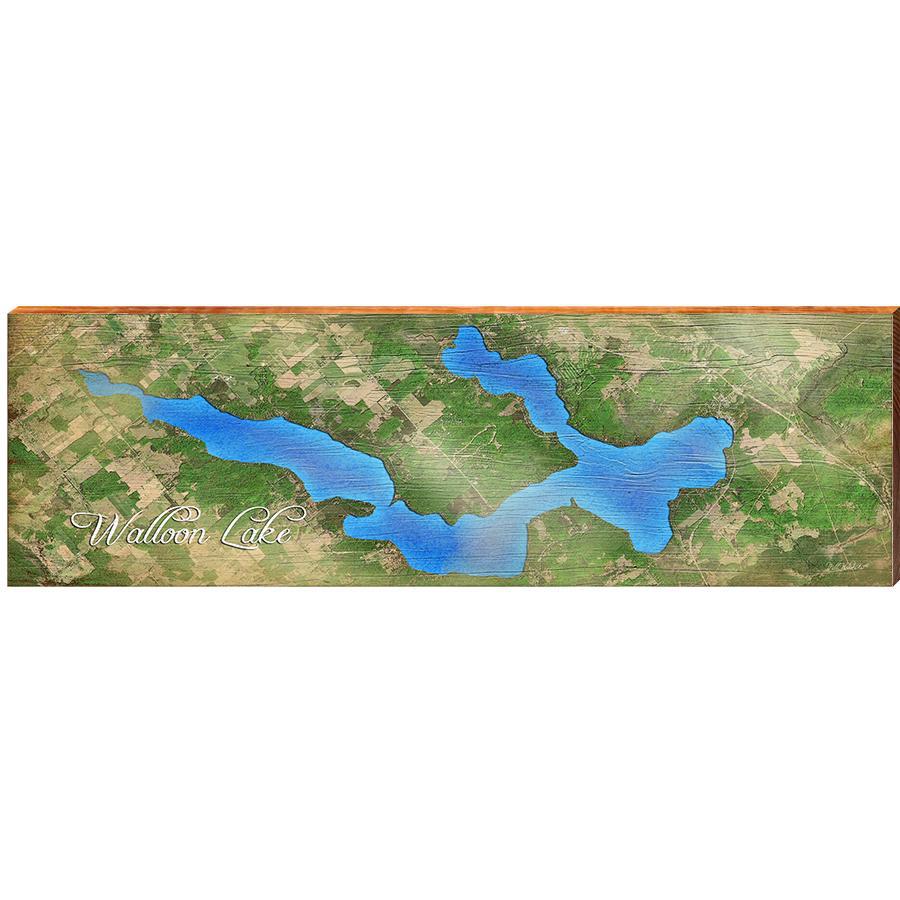 Walloon Lake Horizontal Map Home Decor Art Print on Real Wood – Mill ...