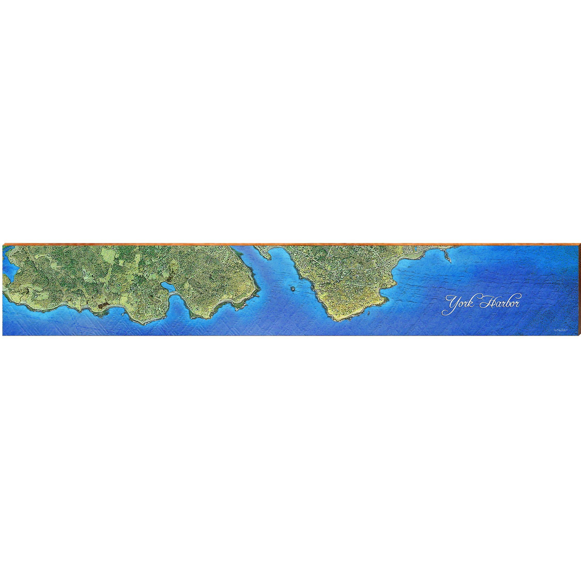 York Harbor, Maine Satellite Styled Map Large Horizontal Wall Art ...