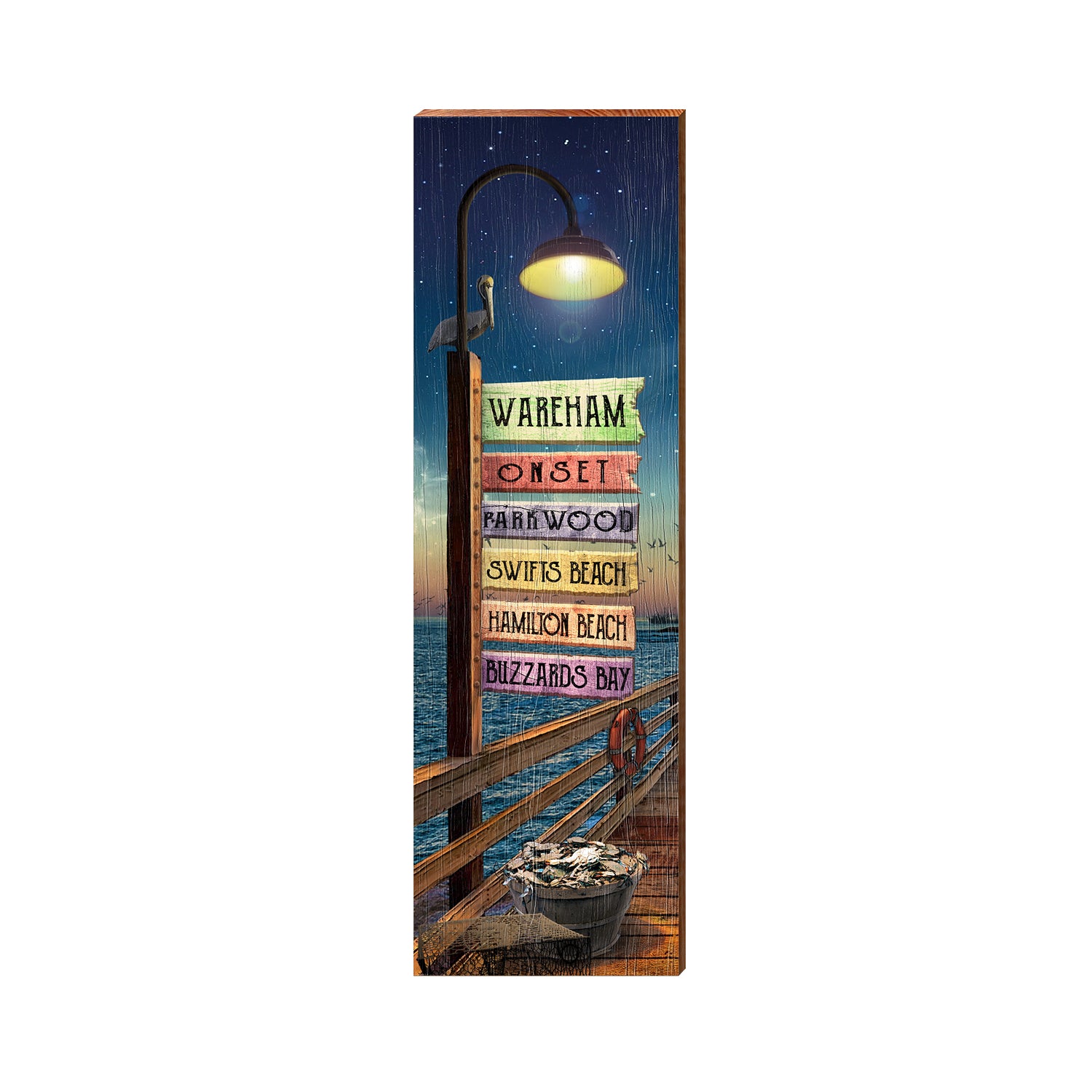 Wareham, Massachusetts Wooden Directional Sign | Wall Art Print on Rea ...