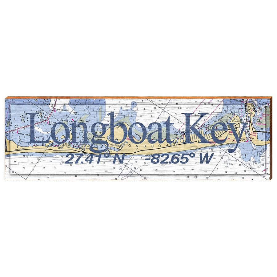 Longboat Key, Florida Latitude Longitude Map Wooden Sign | Wall Art Pr ...