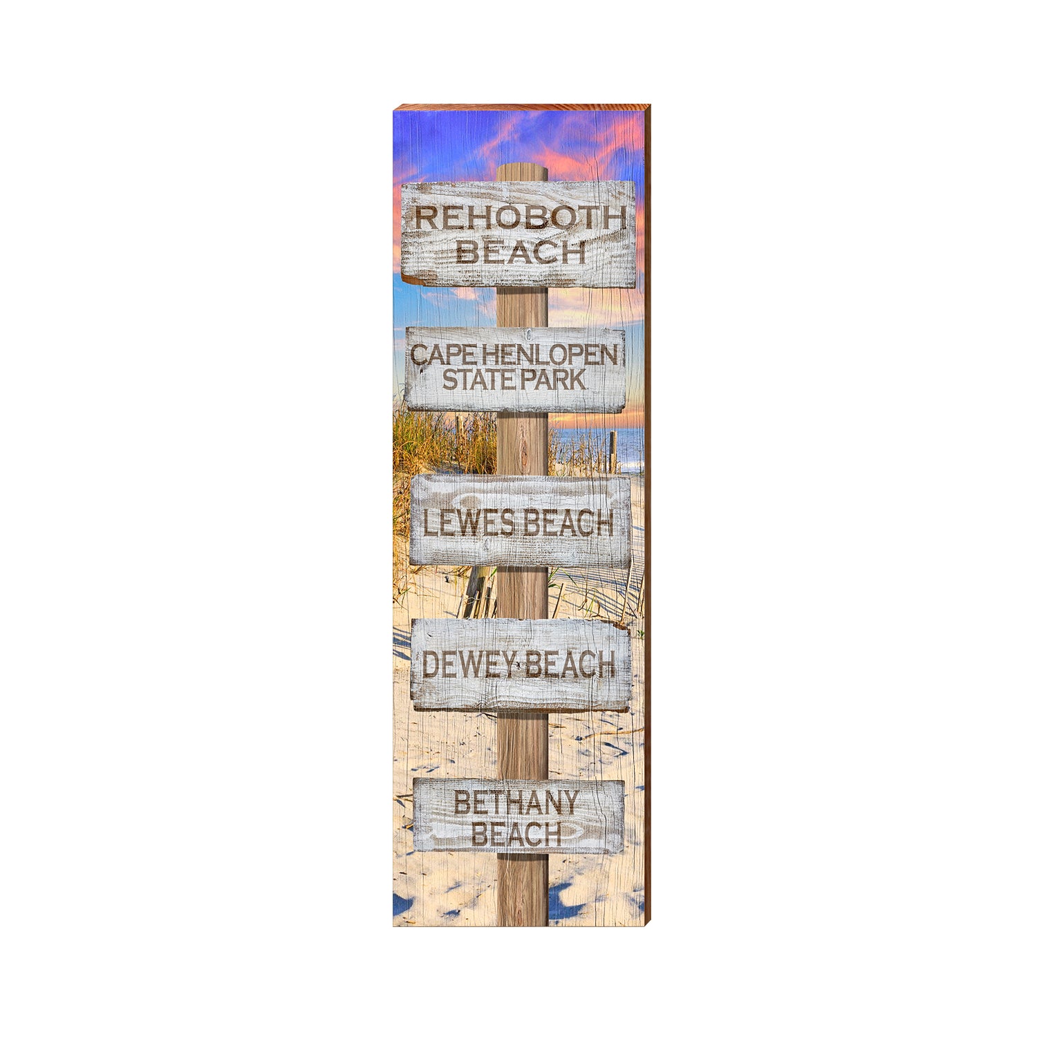 Rehoboth Beach, Delaware Wooden Directional Sign | Wall Art Print on R ...